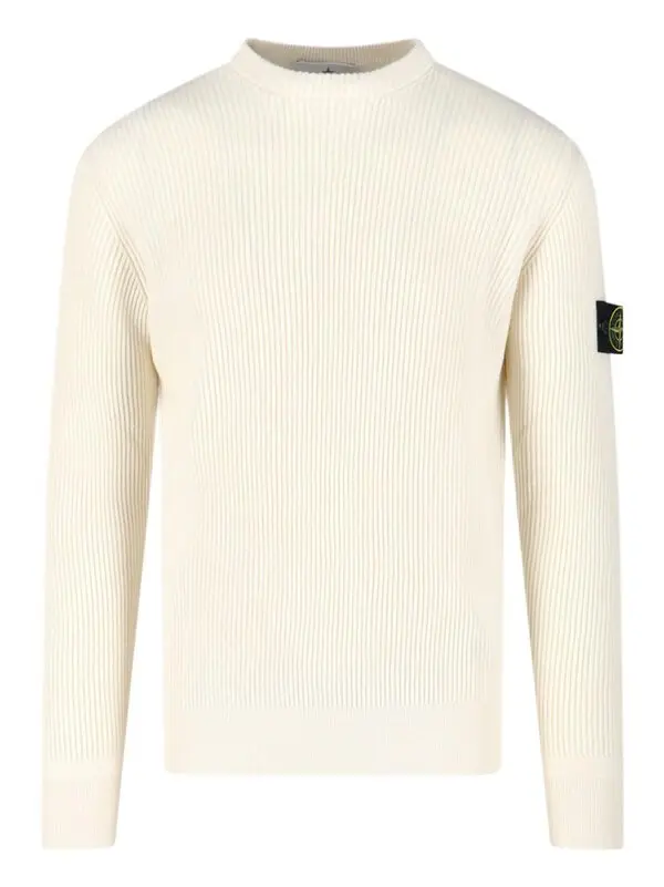 Stone Island Virgin Wool Logo Sweater - White