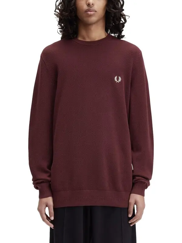 Fred Perry Pique Sweater With Logo - Bordeaux