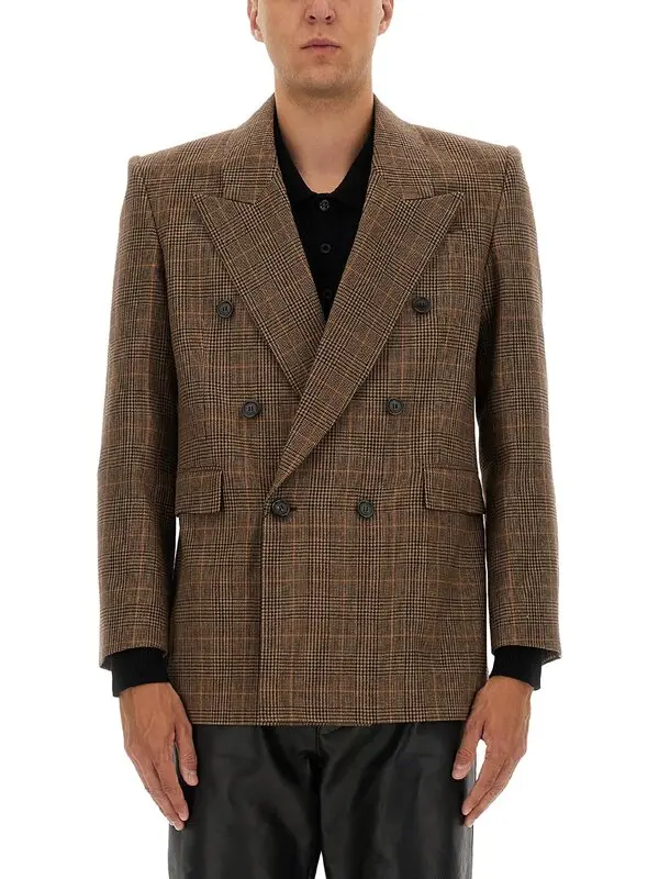Saint Laurent Prince Of Wales Wool Jacket - Multicolour