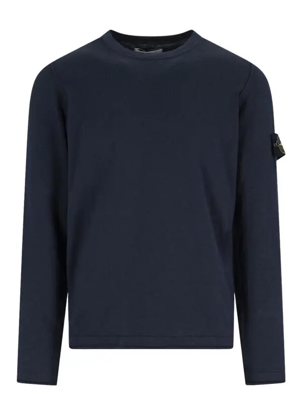 Stone Island Logo Crew Neck Sweater - Blue