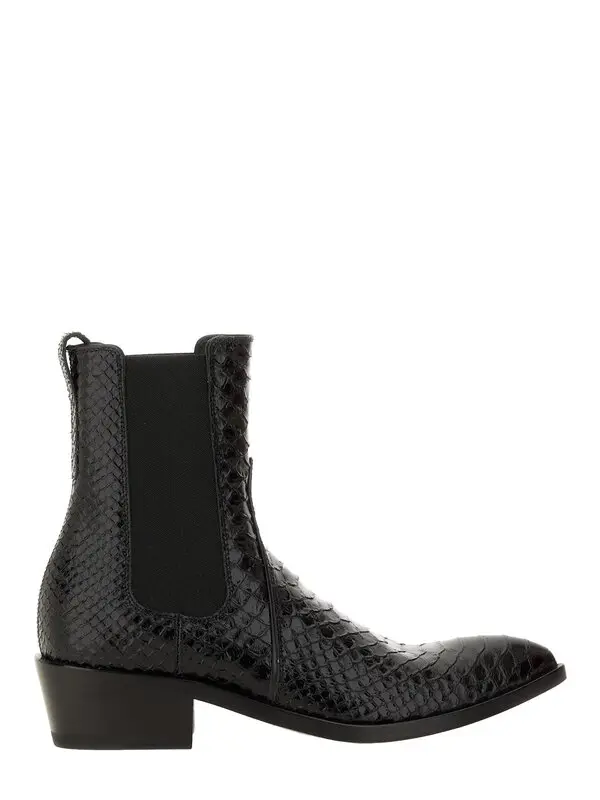 TOM FORD Leather Ankle Boots - Black