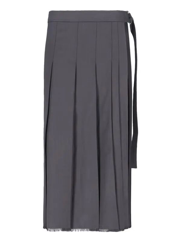Lvir Wool Blend Midi Skirt - Gray