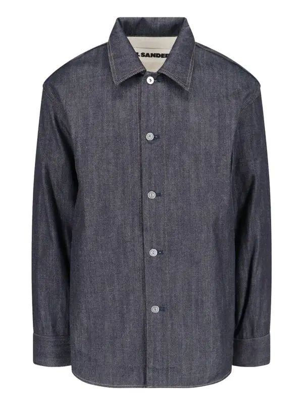 JIL SANDER Virgin Wool Shirt Jacket - Blue