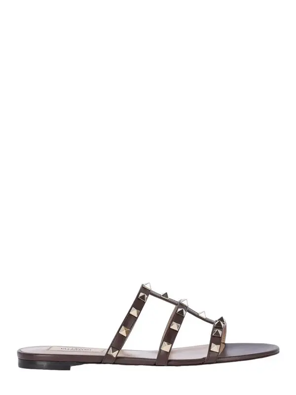 Valentino Garavani Rockstud Leather Sandals - Brown