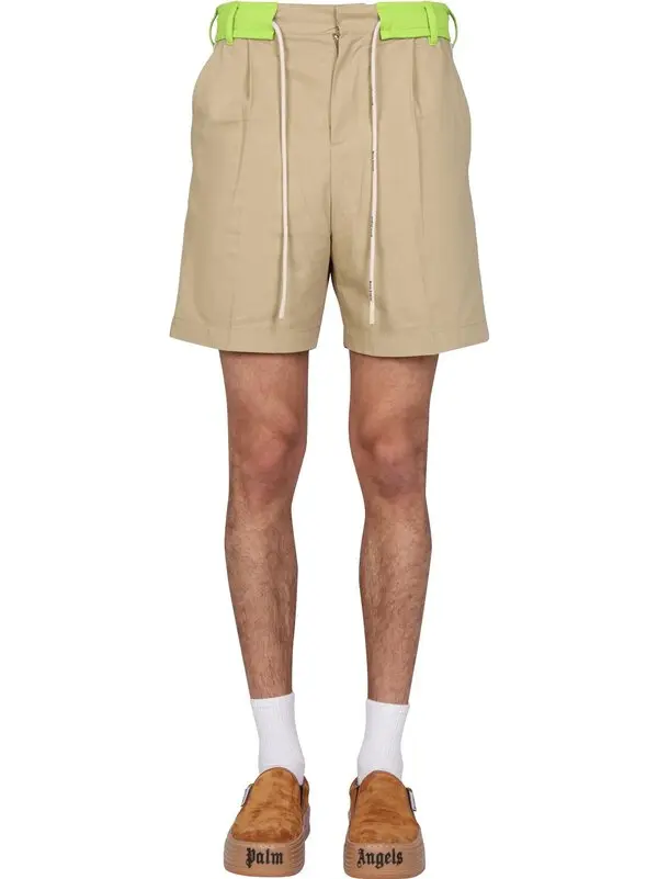 Palm Angels Side Band Bermuda Shorts - Beige