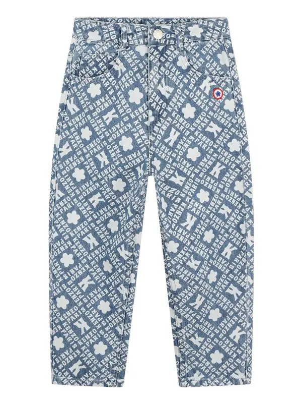 Kenzo Printed Straight Leg Jeans - Blue