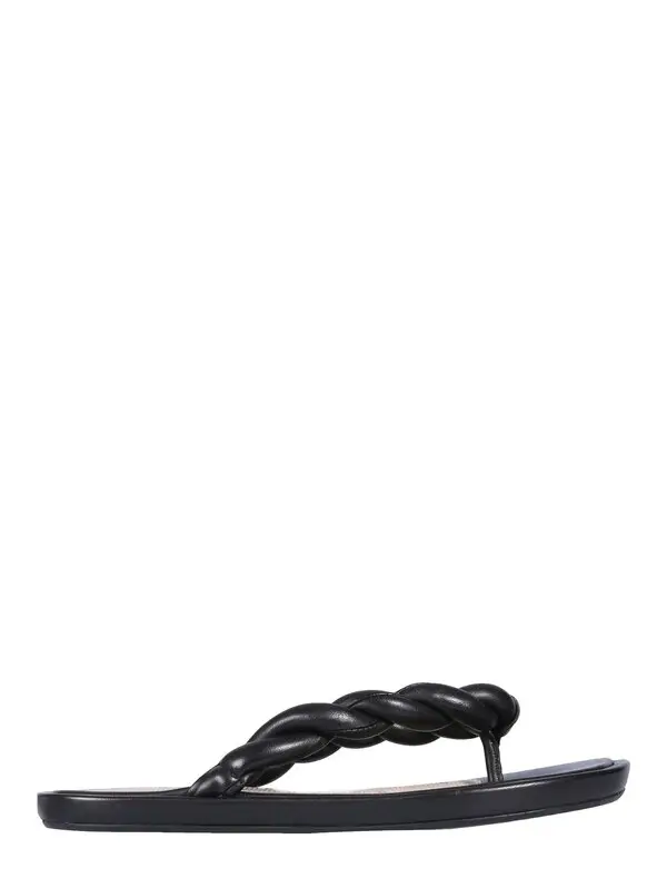 Red Valentino Leather Slide Sandals - Black