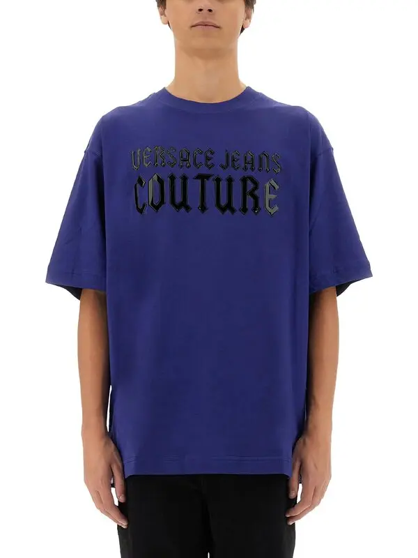 Versace Gothic Logo T-shirt - Blue