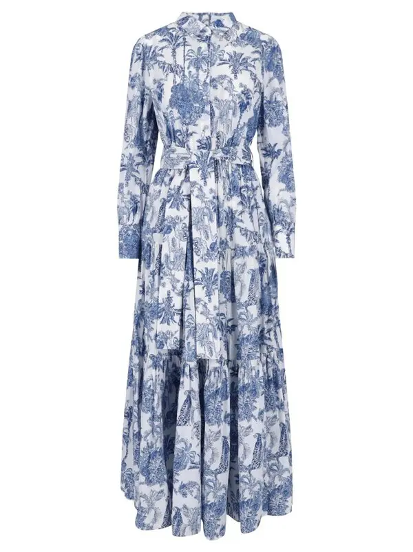 MC2 SAINT BARTH Maxi Shirt Dress With Tropical Print - Multi