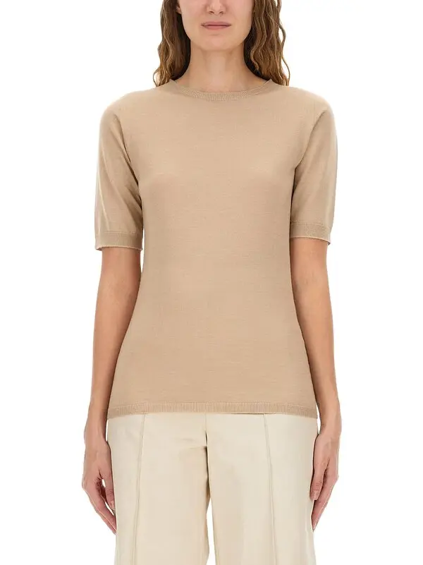 Fabiana Filippi Cashmere And Silk Knit T-shirt - Beige