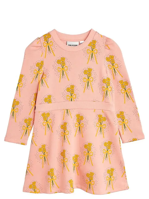 MINI RODINI Winter Flowers Printed Sweat Dress - Pink