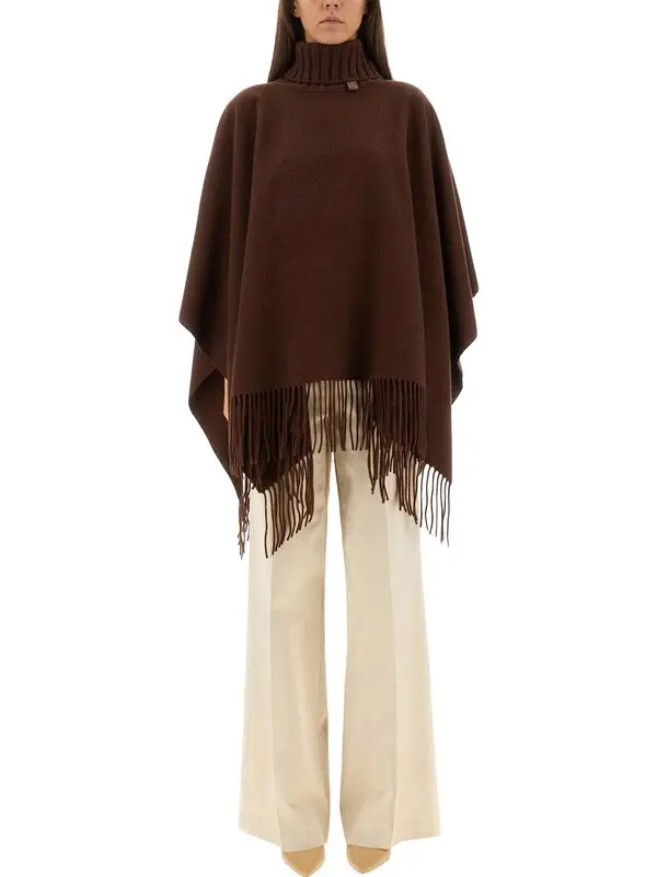 Fabiana Filippi Fringe Cape - Brown