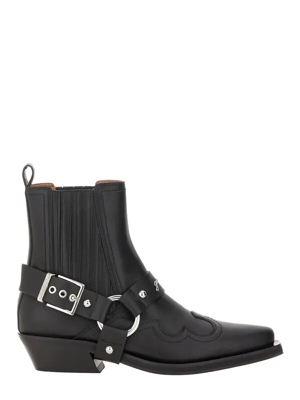 GANNI Fitted Western Chelsea Boots - Black
