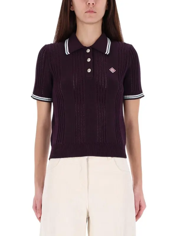 Casablanca Cotton Knit Polo Shirt - Purple