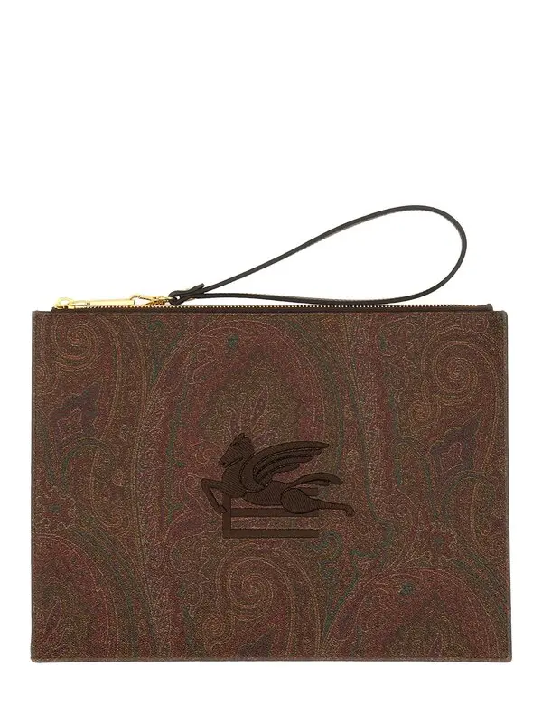 Etro Jacquard Paisley Pouch - Brown