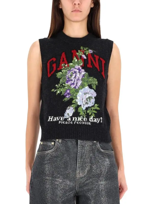 GANNI Rose Vest - Charcoal