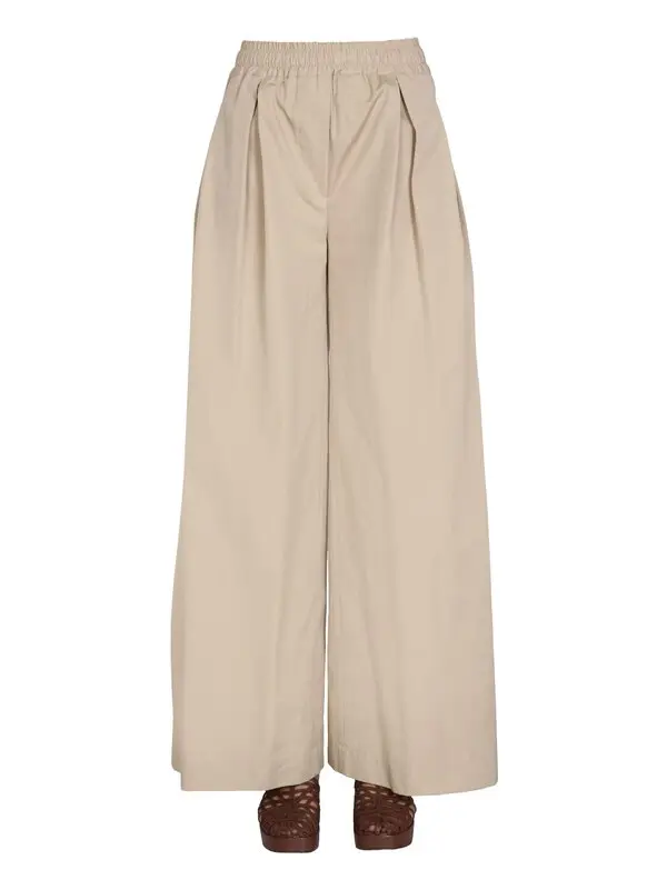 Aspesi Wide Leg Poplin Trousers - Beige