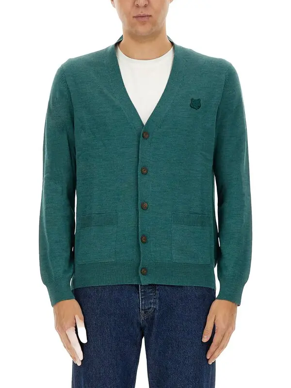 Maison Kitsuné Regular Bold Fox Head Patch Cardigan - Green