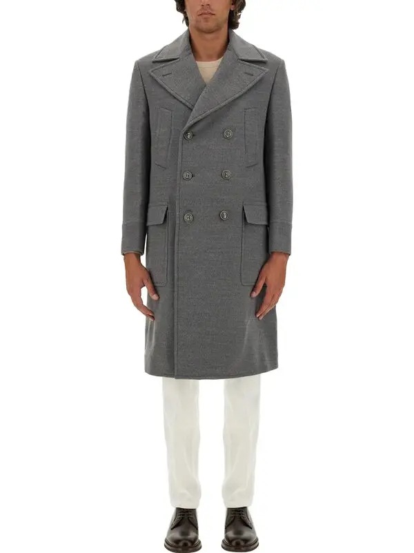Brunello Cucinelli Double-breasted Wool Overcoat - Grey