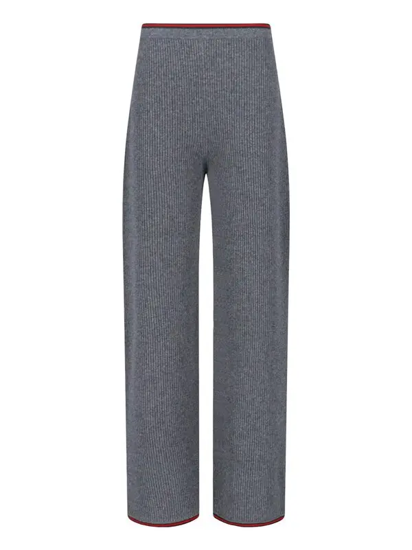 Gucci Ribbed Straight Leg Sports Pants - Gray