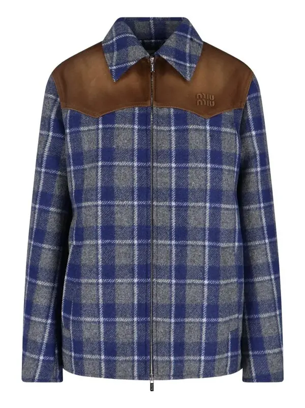 Miu Miu Checked Jacket - Gray