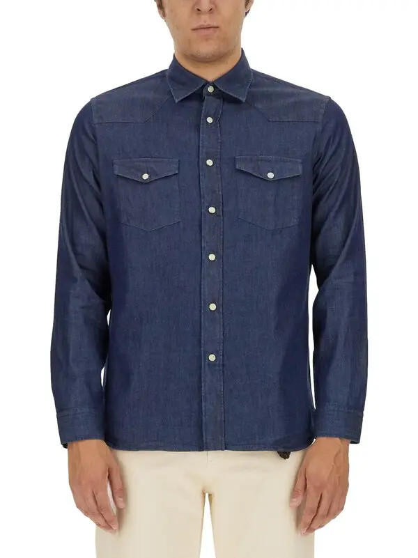 LARDINI Regular Fit Shirt - Denim