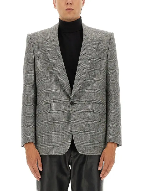 Saint Laurent Single-breasted Wool Flannel Jacket - Grey