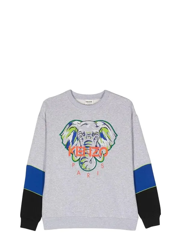 Kenzo Crewneck Sweatshirt With Elephant Graphic - Grey