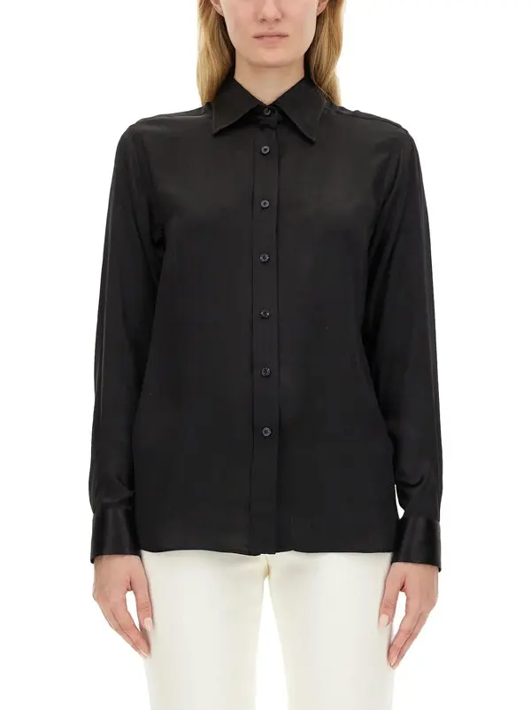 TOM FORD Silk Button-up Shirt - Black
