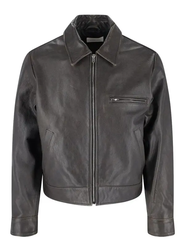 Alexander McQueen Leather Zip Jacket - Black