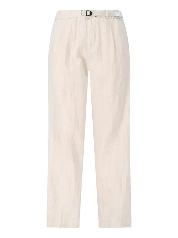 WHITE SAND Belted Straight Leg Pants - Cream