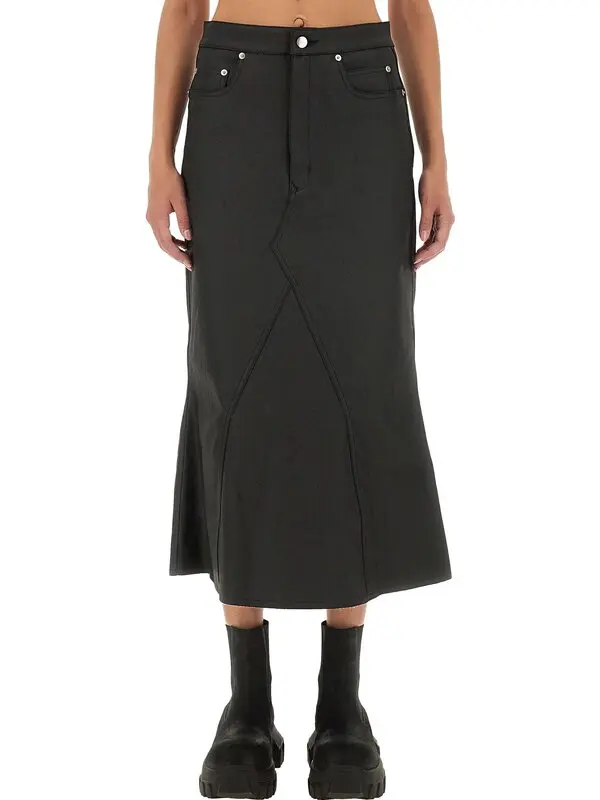Rick Owens Stretch Denim Skirt - Black