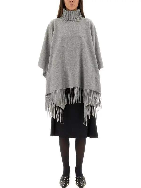 Fabiana Filippi Cape With Fringed Hem - Grey