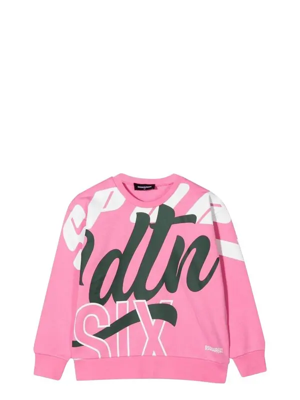 Dsquared2 Crewneck Sweatshirt With Allover Writing - Pink
