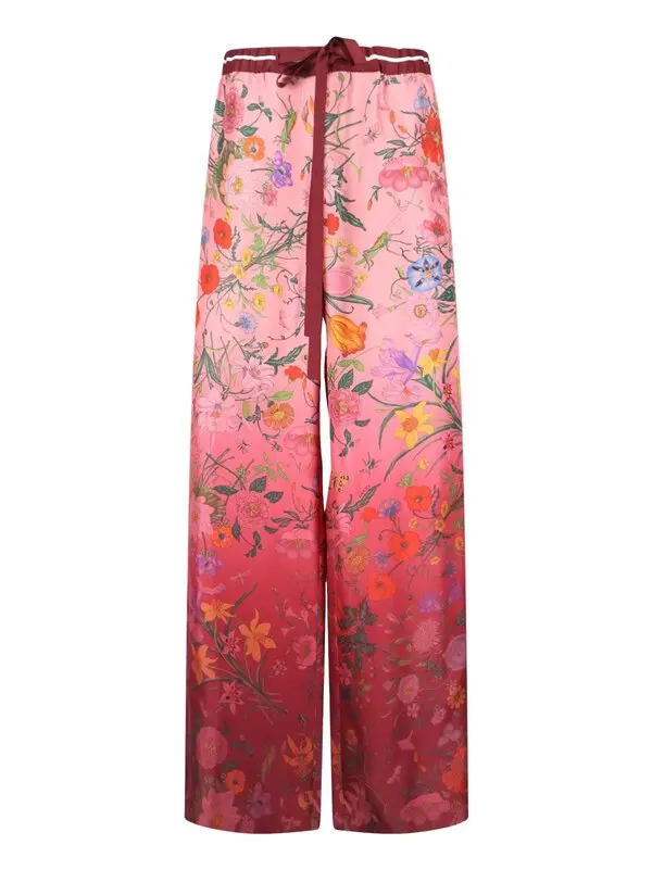 Gucci Silk Pants With Bow - Pink
