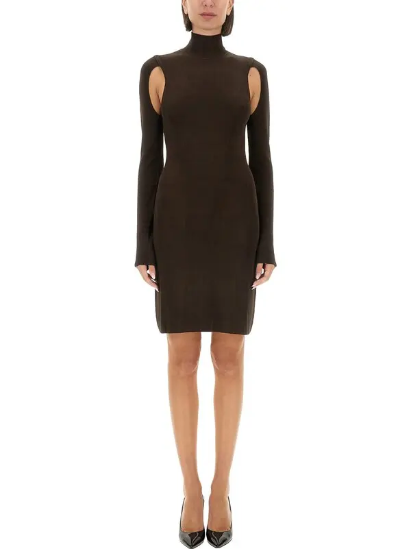 Helmut Lang Air Turtleneck Dress - Dark Brown