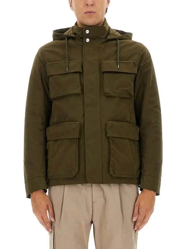 Herno Waxed Cotton Short Parka - Military Green