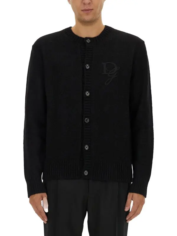 Dolce & Gabbana Buttoned Cardigan With Logo - Black