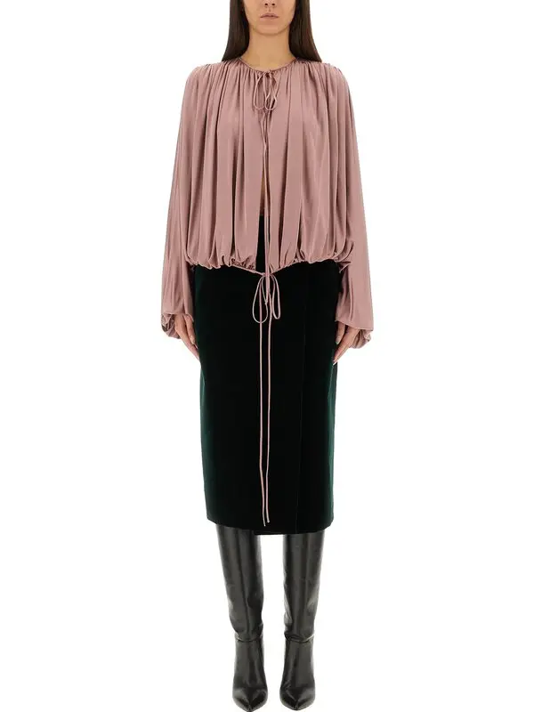 Saint Laurent Fluid Knit Blouse - Pink