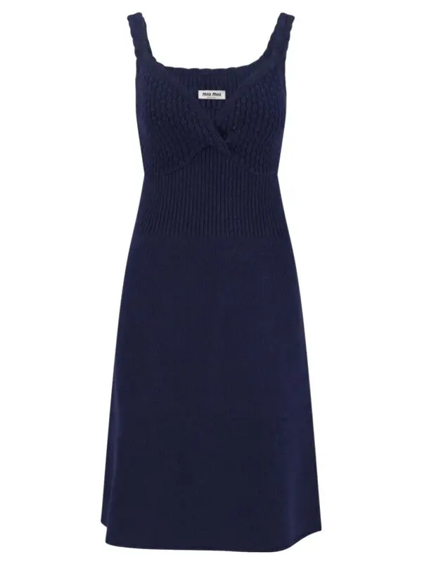 Miu Miu Virgin Wool Midi Dress - Blue
