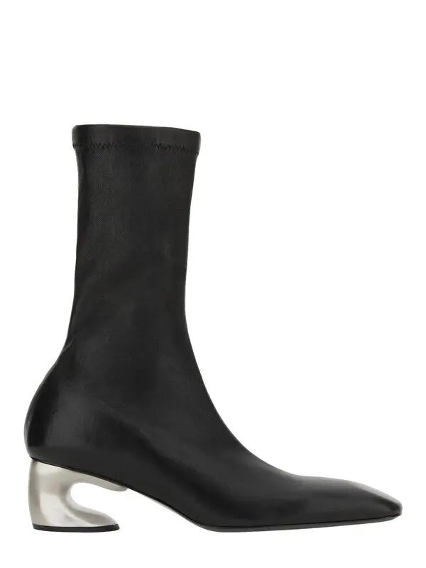 JIL SANDER Leather Sock Boots - Black