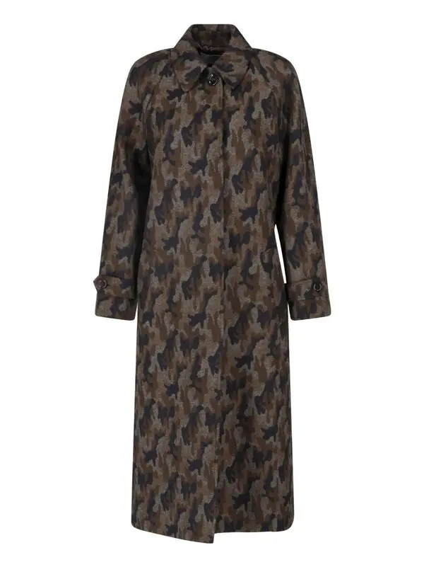 LARDINI Houndstooth Wool Coat With Belt - Multi
