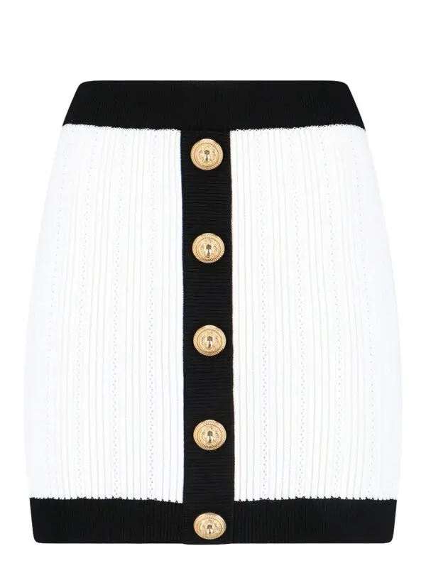 Balmain Viscose Blend Mini Skirt - White