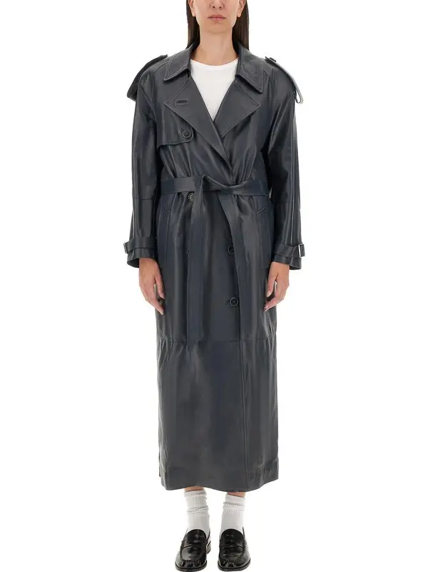 SALVATORE SANTORO Leather Trench Coat - Grey