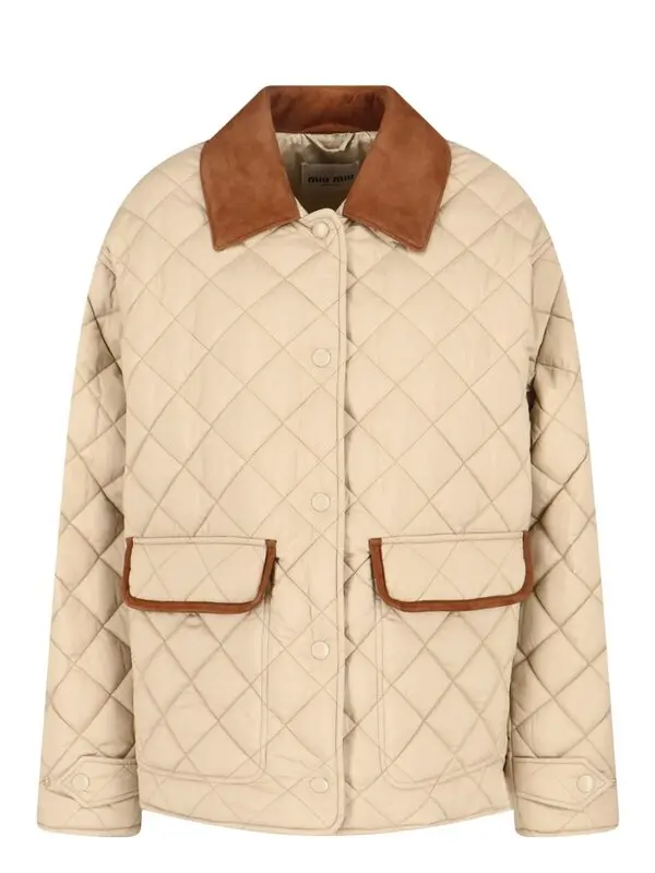 Miu Miu Quilted Jacket - Beige