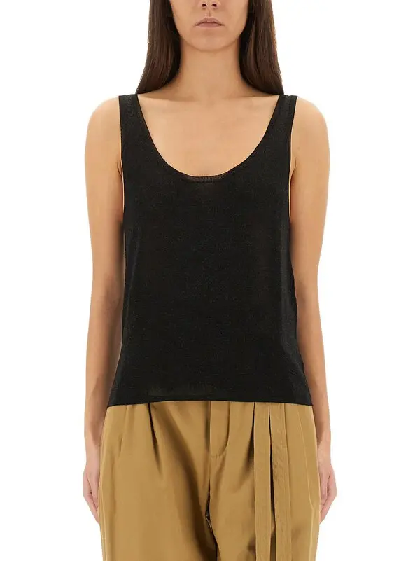 Saint Laurent Lurex Knit Tank Top - Black