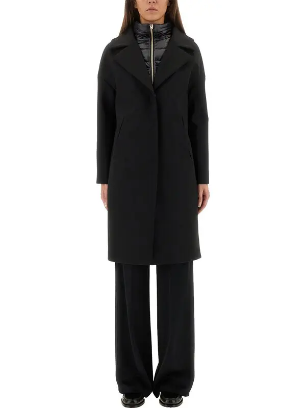 Herno Wool Coat With Technical Bib - Black