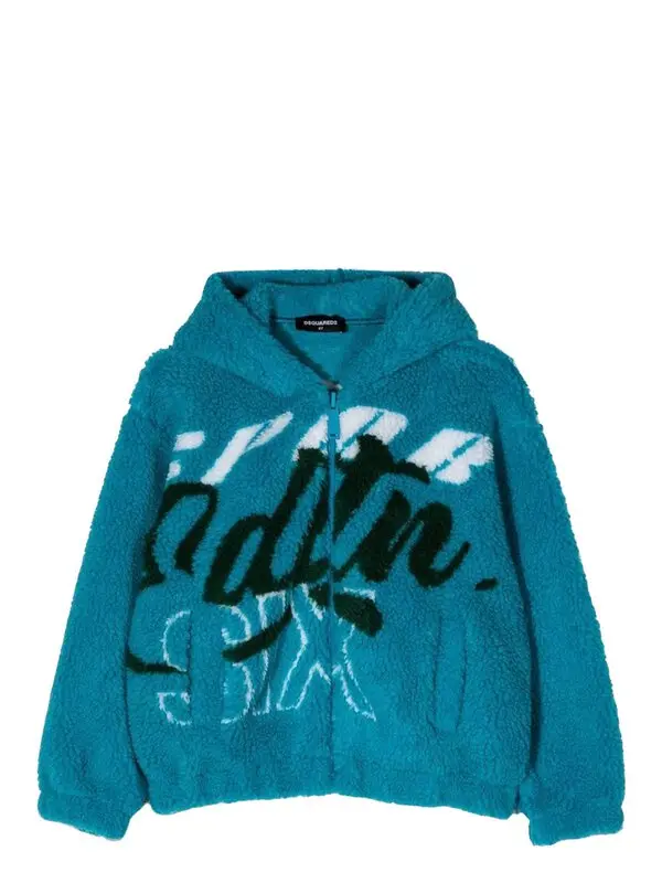 Dsquared2 Jacquard Fur Zip-up Hoodie - Azure