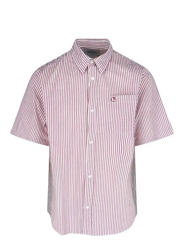 Carhartt Work In Progress S/s Phelps' Striped Shirt - Red