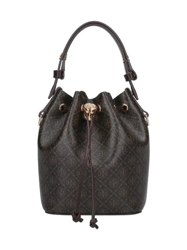 Tory Burch T Monogram Mini Bucket Bag - Brown